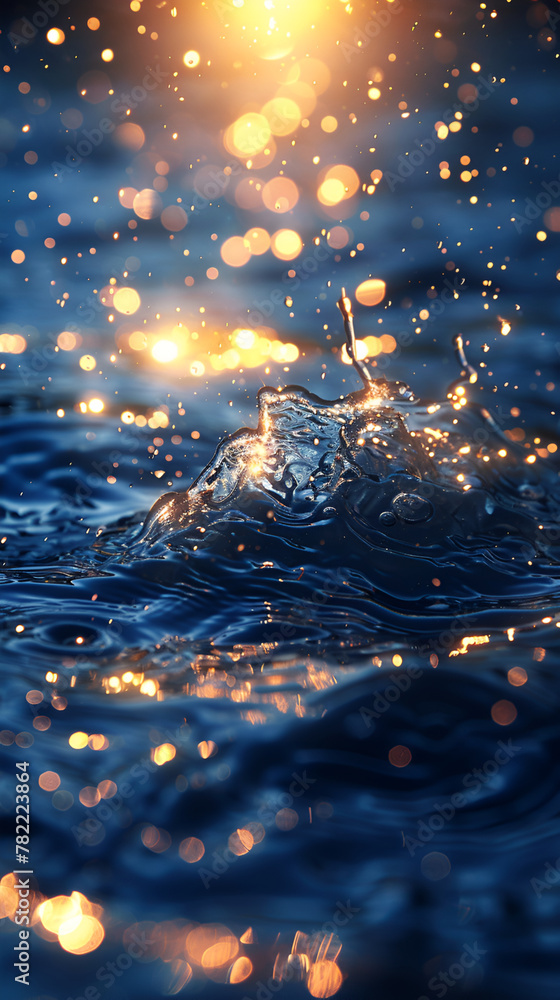 water splashing out of an infinity pool with a blurred background ...