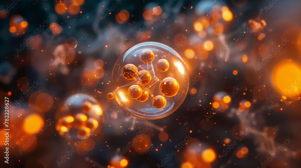 Dynamic atoms and subatomic particles illustration: digital art of ...