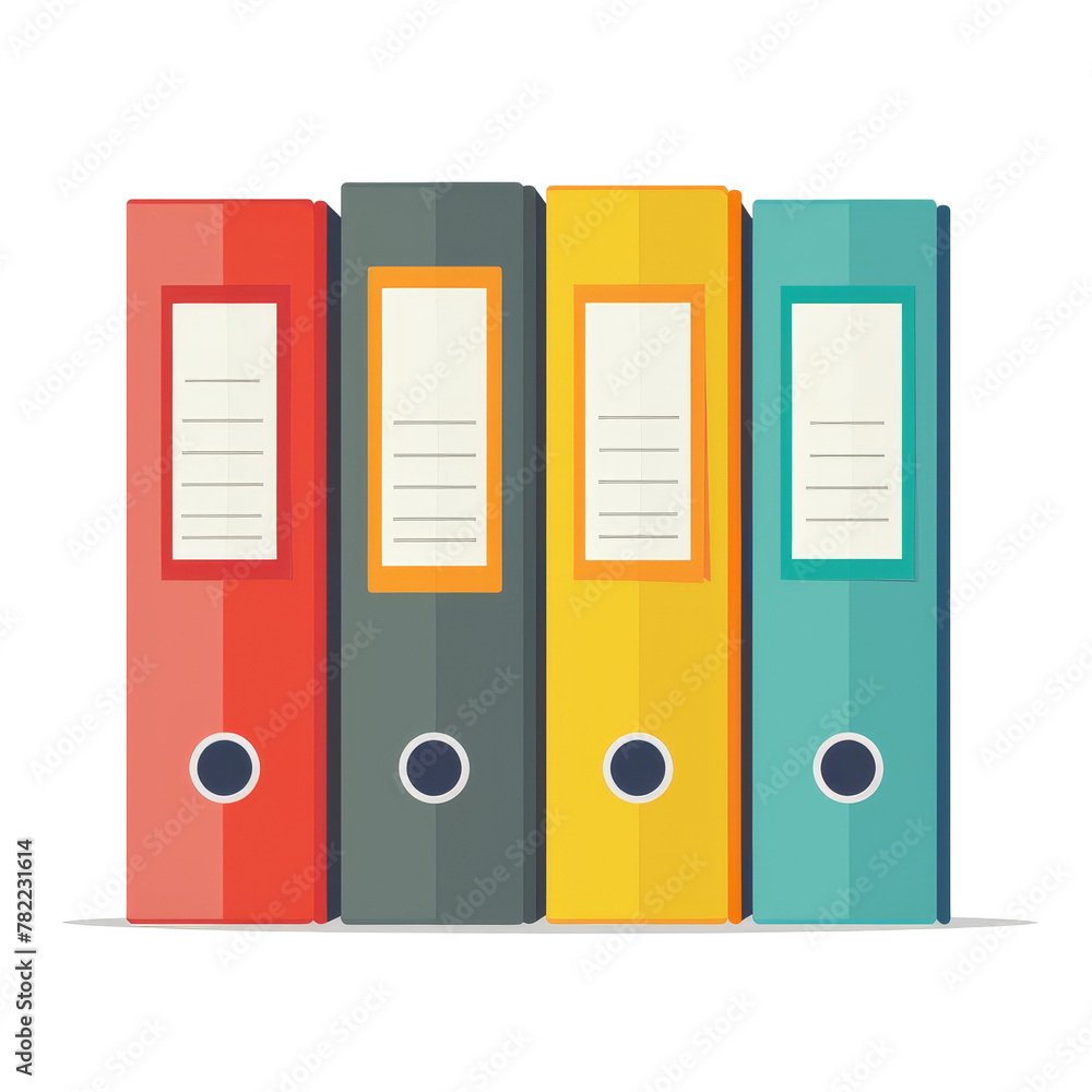 Row of Colored Binders isolated on a transparent background, clipart ...