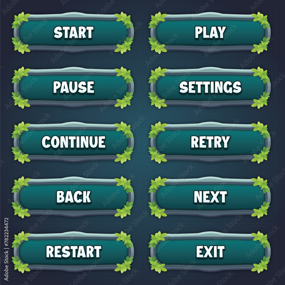 Attractive game turquoise stone buttons with editable text effect in ...