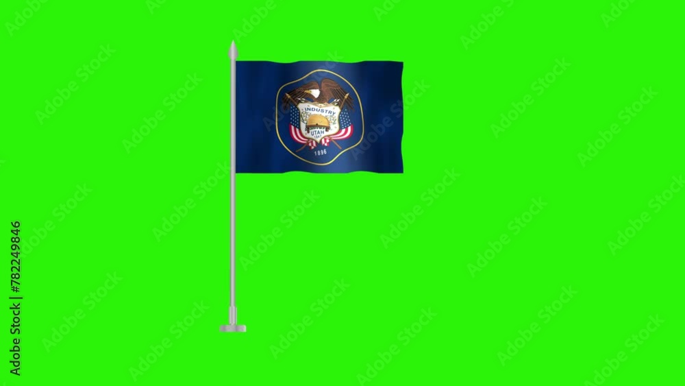 Vidéo Stock Flag of Utah, Pole flag of Utah on Green screen chroma key ...
