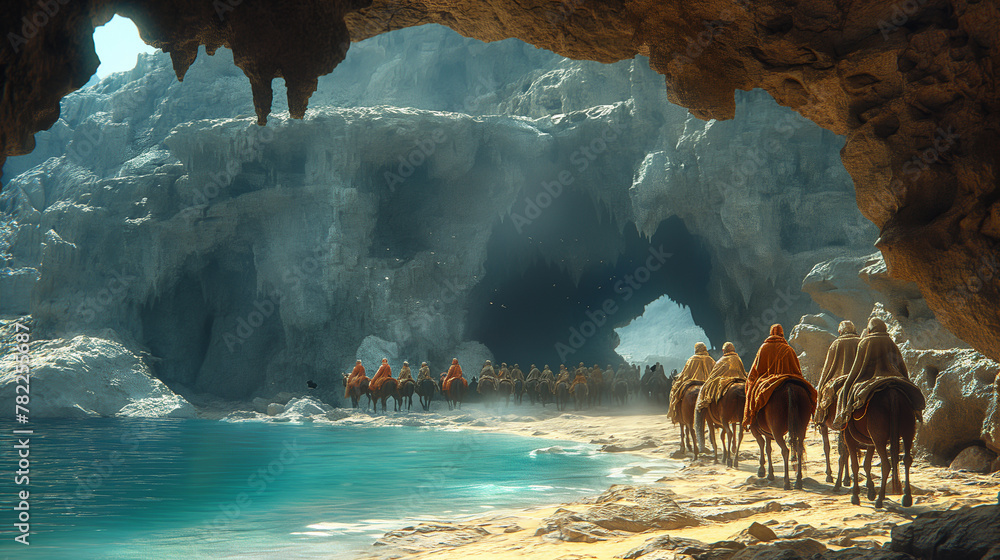 Ali Baba and the forty thieves enter the cave where their treasure is ...