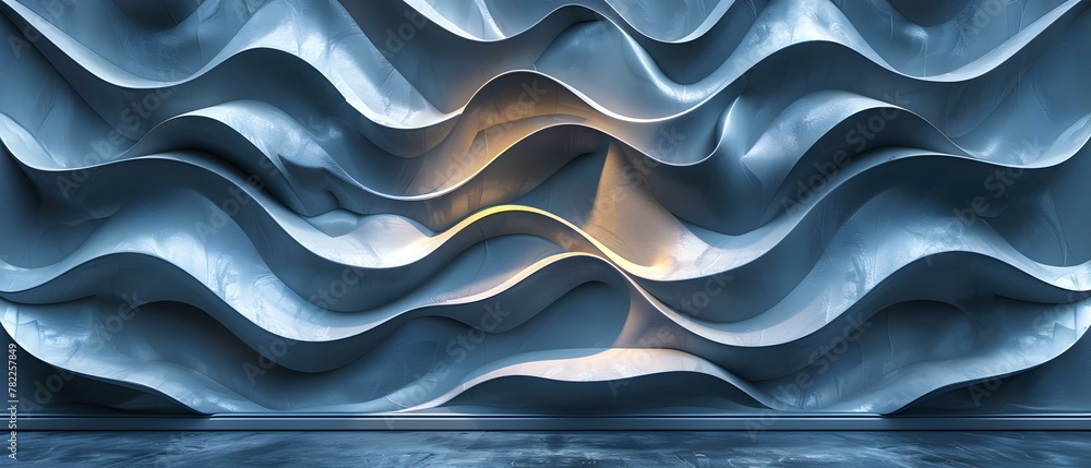 Elegant Wavy 3D Wall Panel Design with Ambient Lighting. Concept ...