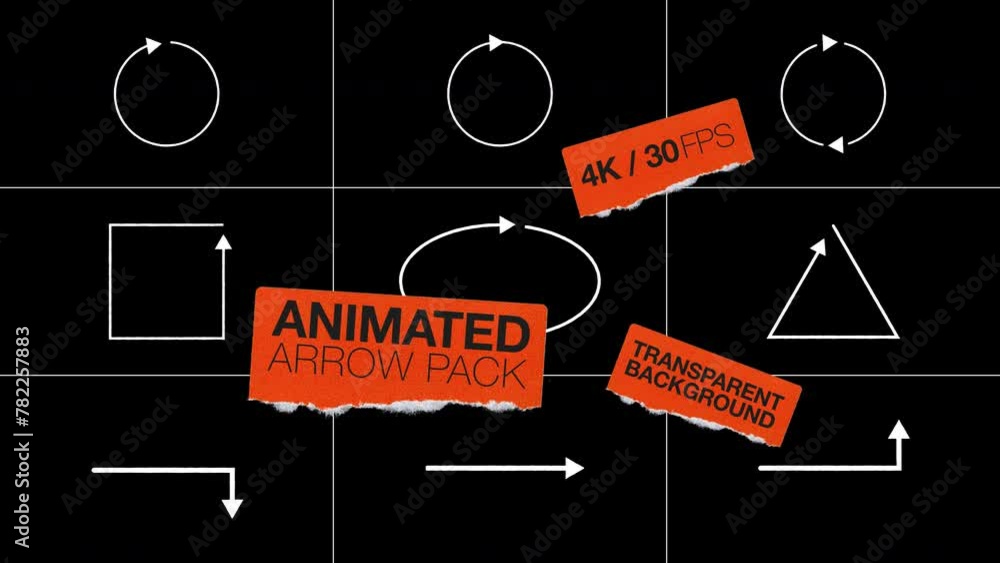 Animated arrow shapes motion graphic pack. 9 shapes including circle ...