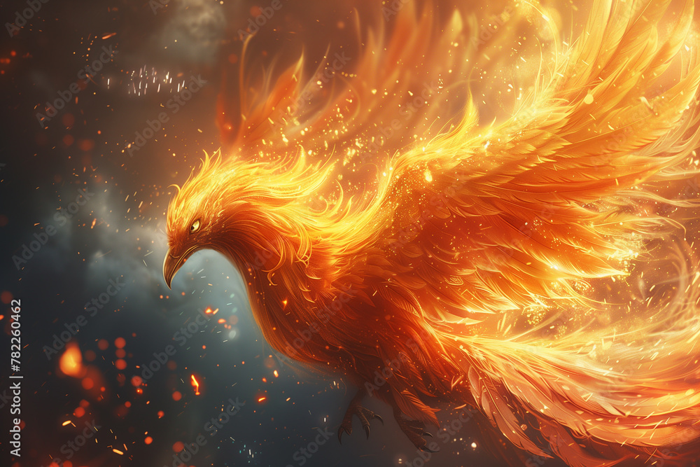 Fire burning Phoenix Bird. phoenix in fire, phoenix rising, fiery bird ...