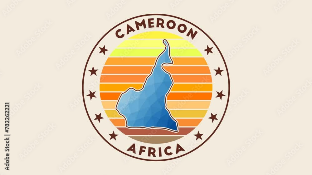 Cameroon intro video. Badge with the circular name and map of the ...