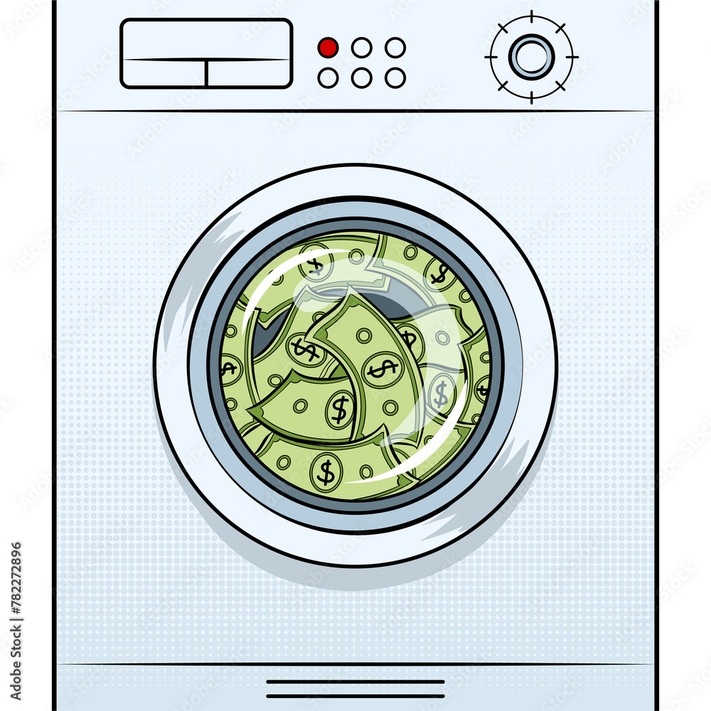 Washing machine laundering money pop art retro PNG illustration ...