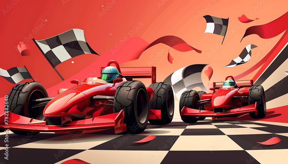 Design dynamic wallpaper with race cars & checkered flags, perfect for ...