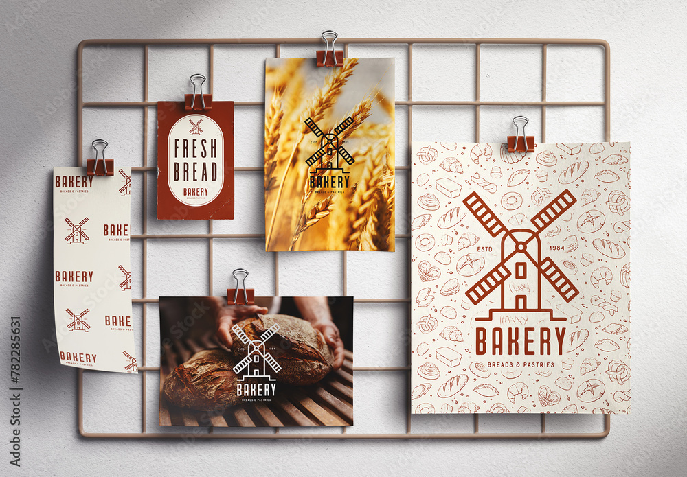 Photos Mockup On Wall Grid Stock Template | Adobe Stock