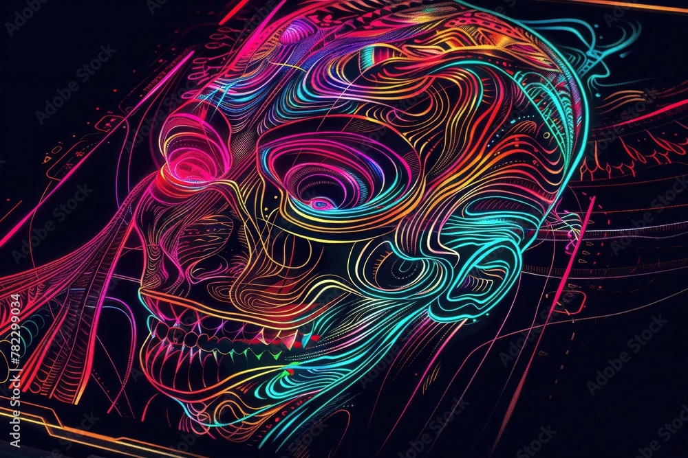 The cyber music album cover glowed on screens its design as futuristic ...