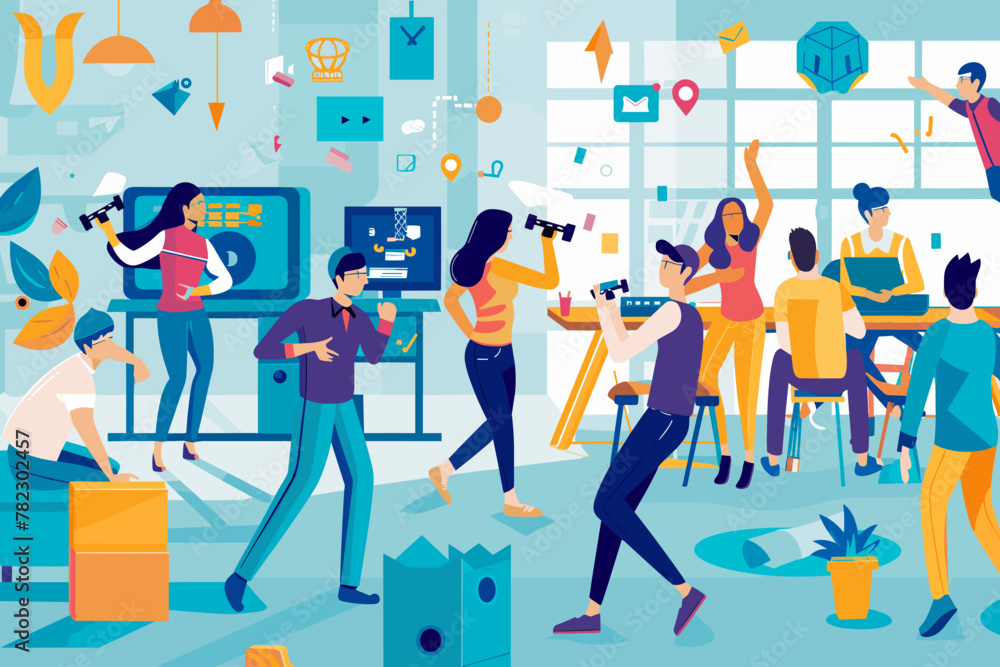 Fun and engaging graphics showcasing workplace gamification and team ...