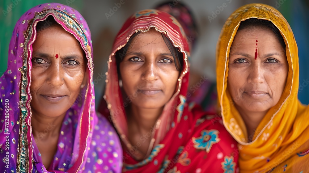 Women of India. Women of the World. Three Indian women dressed in ...