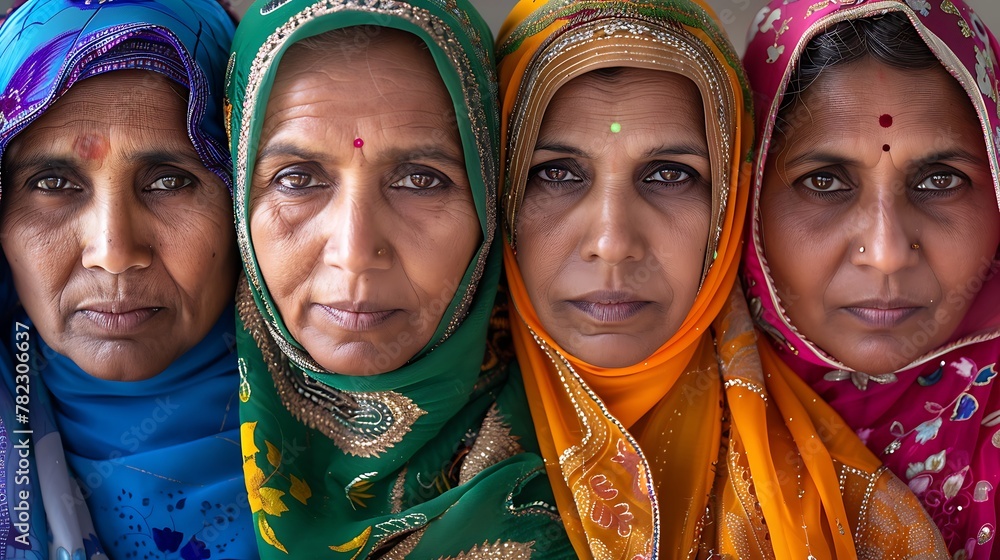 Women of India. Women of the World. Four Indian women in colorful ...