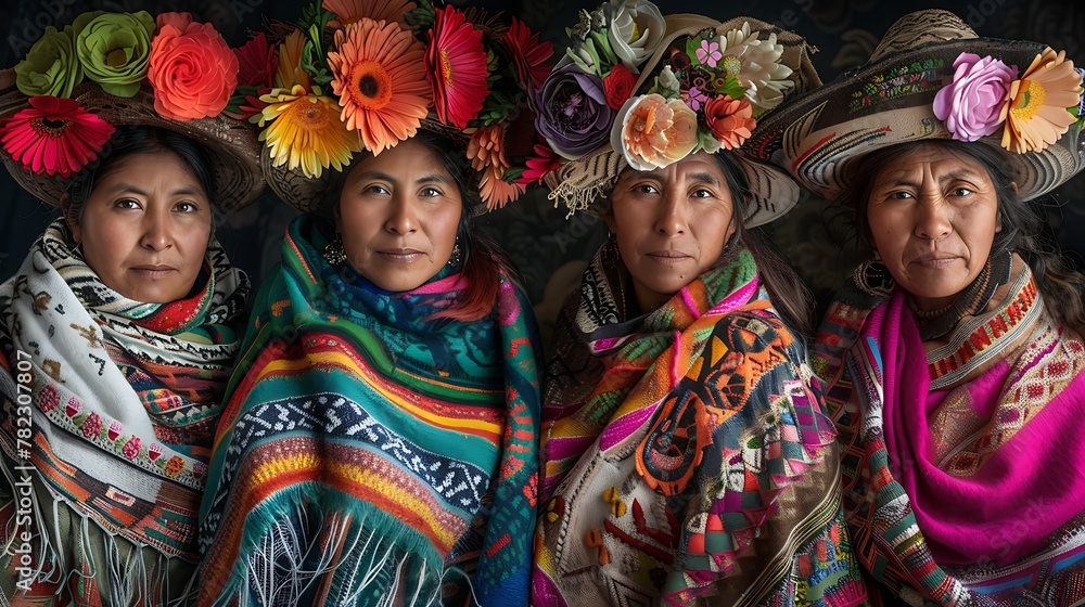 Women of Peru. Women of the World. Four indigenous women wearing ...
