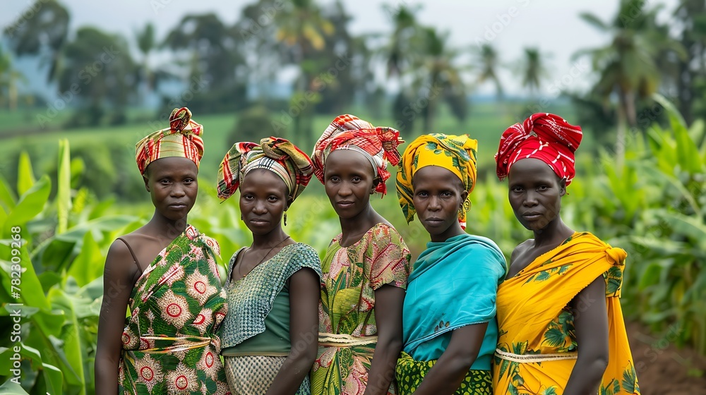 Women of Uganda. Women of the World. Five African women dressed in ...