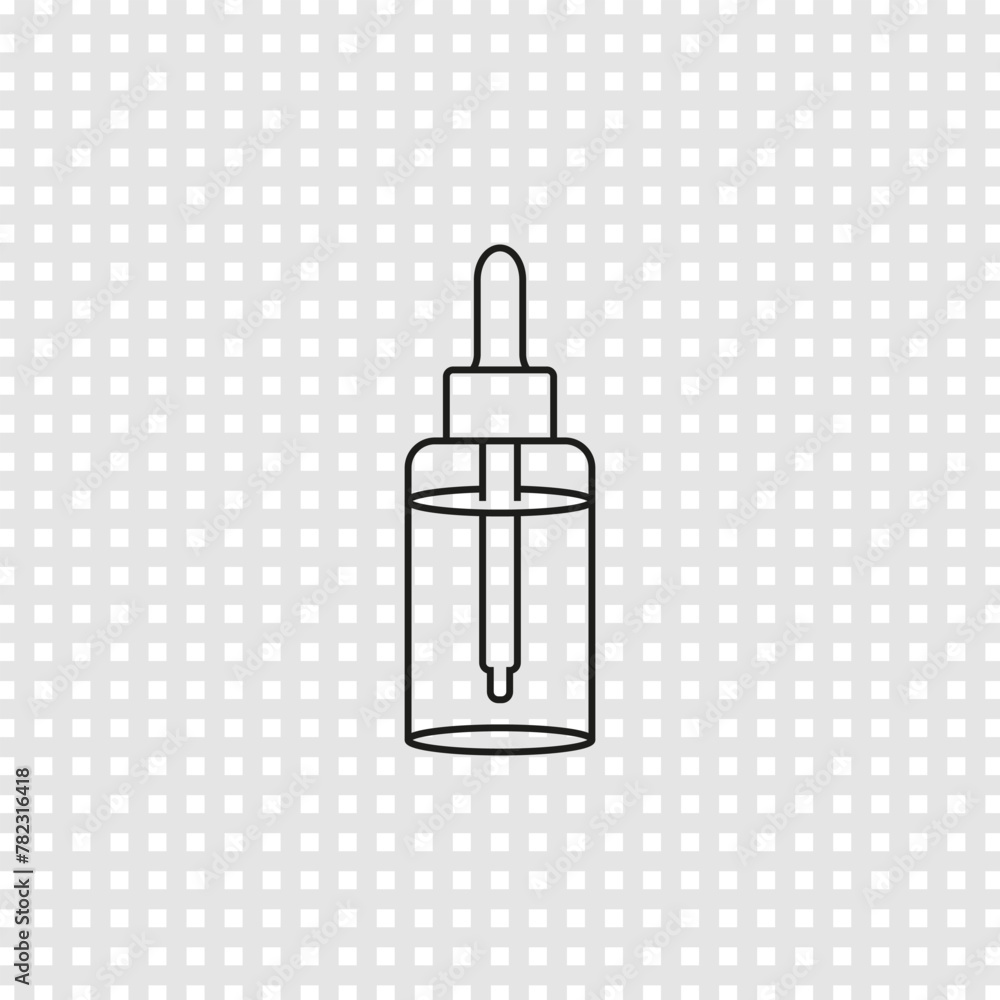 Glass bottle with a dropper and liquid inside. Vial with pipette ...