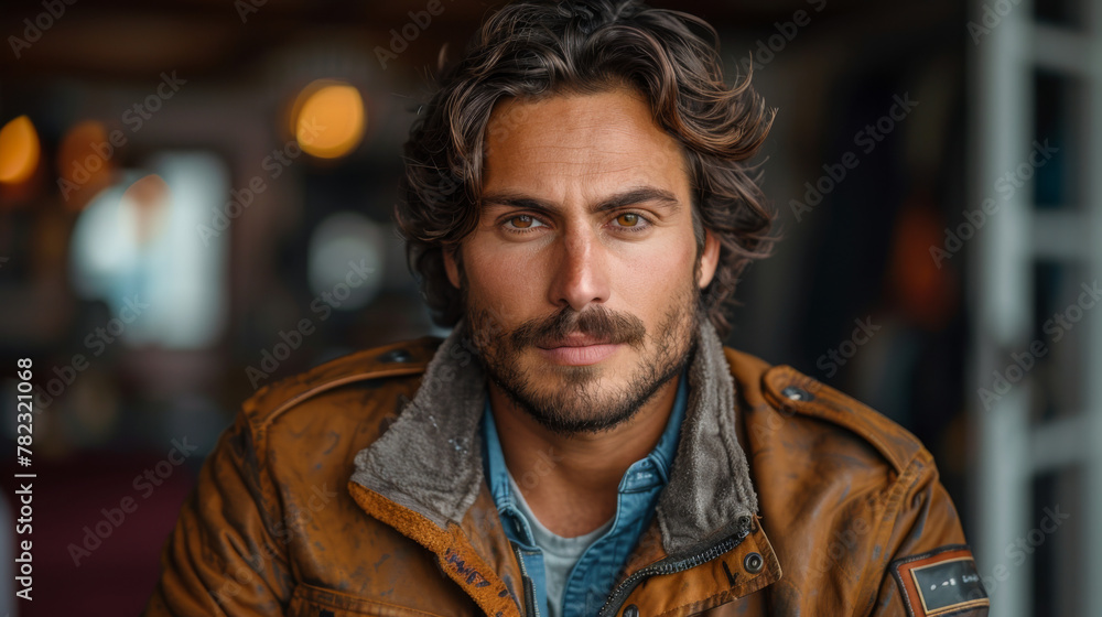 Professional male actor ready for shooting film, holds movie clapper ...