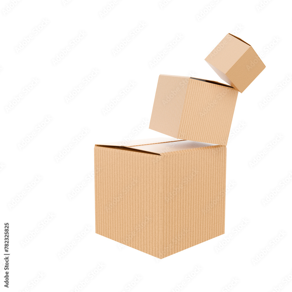 cardboard moving boxes toppling over, on transparent background ภาพถ่าย ...