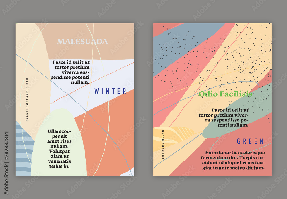 US Letter Flyer Overlapping Blobs Textured With Spots And Lines Stock ...