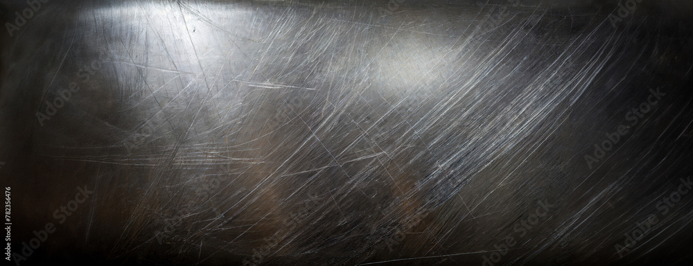 A textured surface with crisscrossing scratches illuminated from an ...