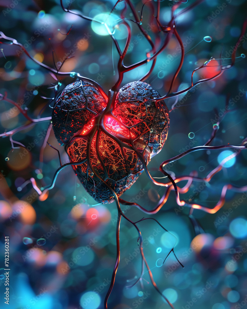 Animated hearts and neural networks intertwining, illustrating the bond ...