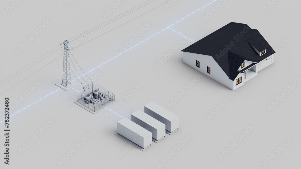 Energy storage connected to the power grid and to the house ...