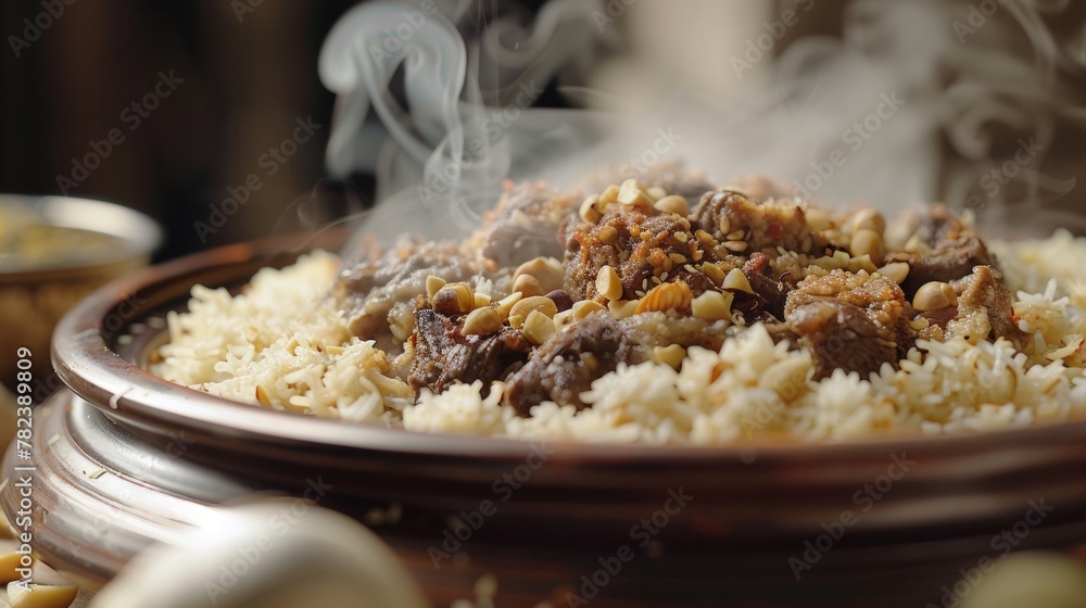 The national cuisine of Jordan, the national dish Mansaf is a mound of ...
