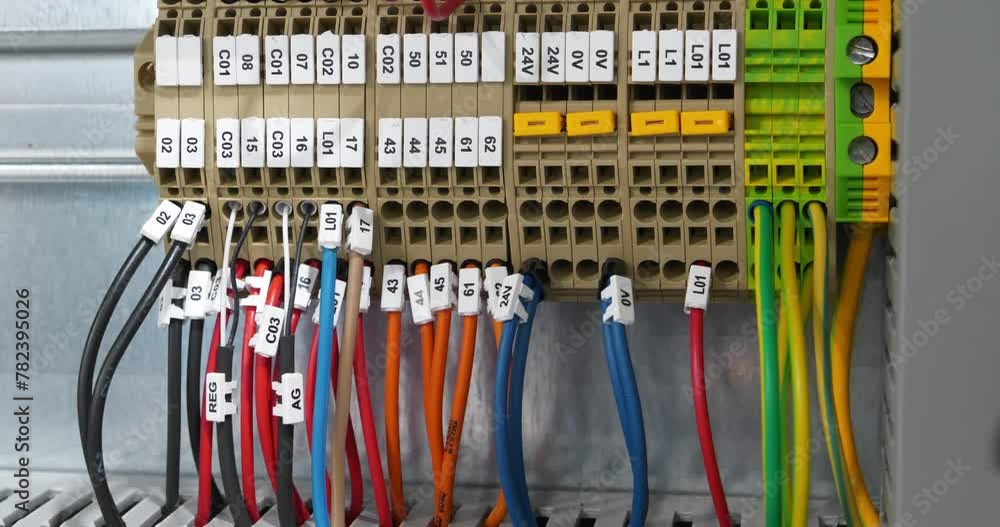 Vidéo Stock Terminal blocks for electrical connection, electrical panel ...