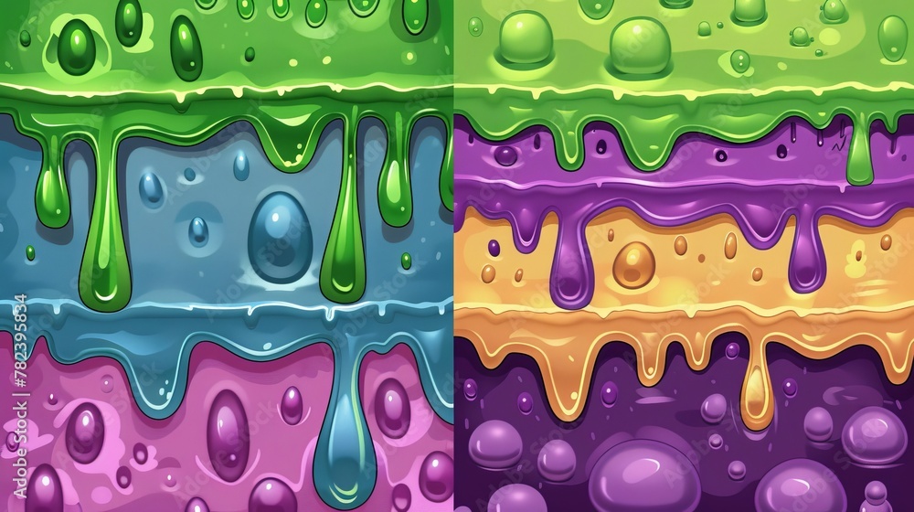 Game brain convolution textures, dripping green slime, and purple soap ...