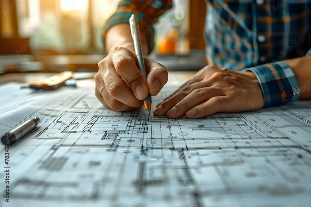 Modern Architect Drafting Plans with Precision. Concept Architectural ...