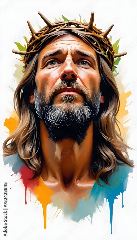 Artistic Rendition of Jesus Christ with Colorful Background Stock ...