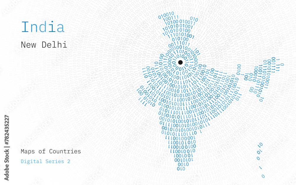 A map of India, Bharat depicted in zeros and ones in the form of a ...