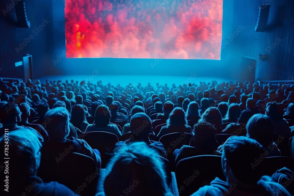 People at the cinema. Cinema hall is filled with spectators watching ...