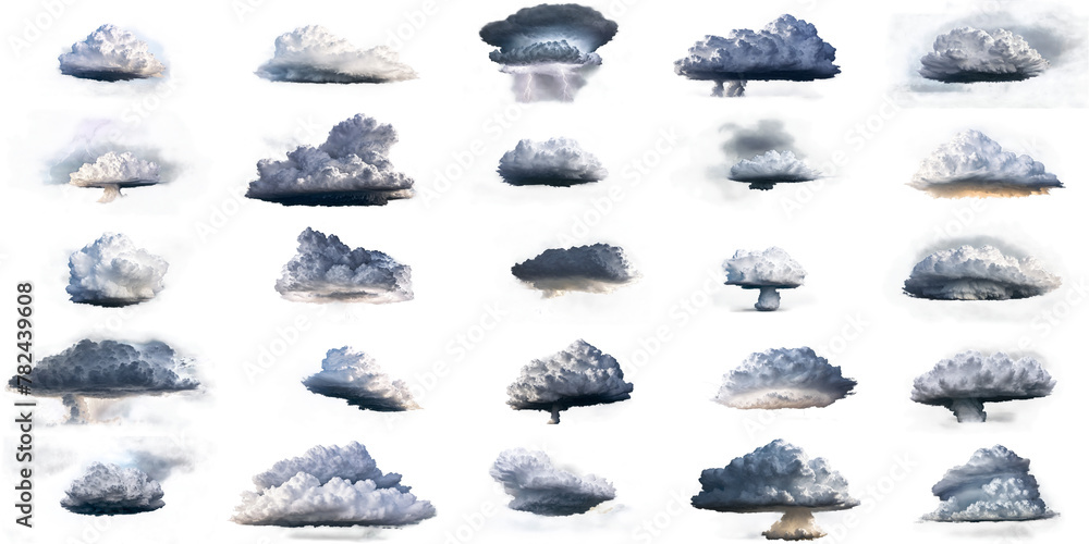 Assortment of 25 storm cloud photos isolated on transparent alpha ...