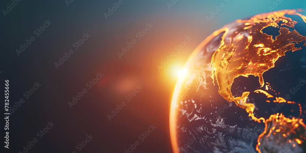 Planet Earth burning under the extreme heat of the sun, conceptual ...