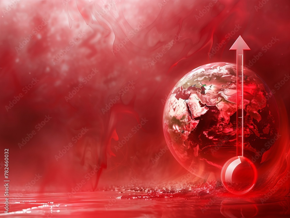Global warming and climate change concept illustrated by a hot weather ...