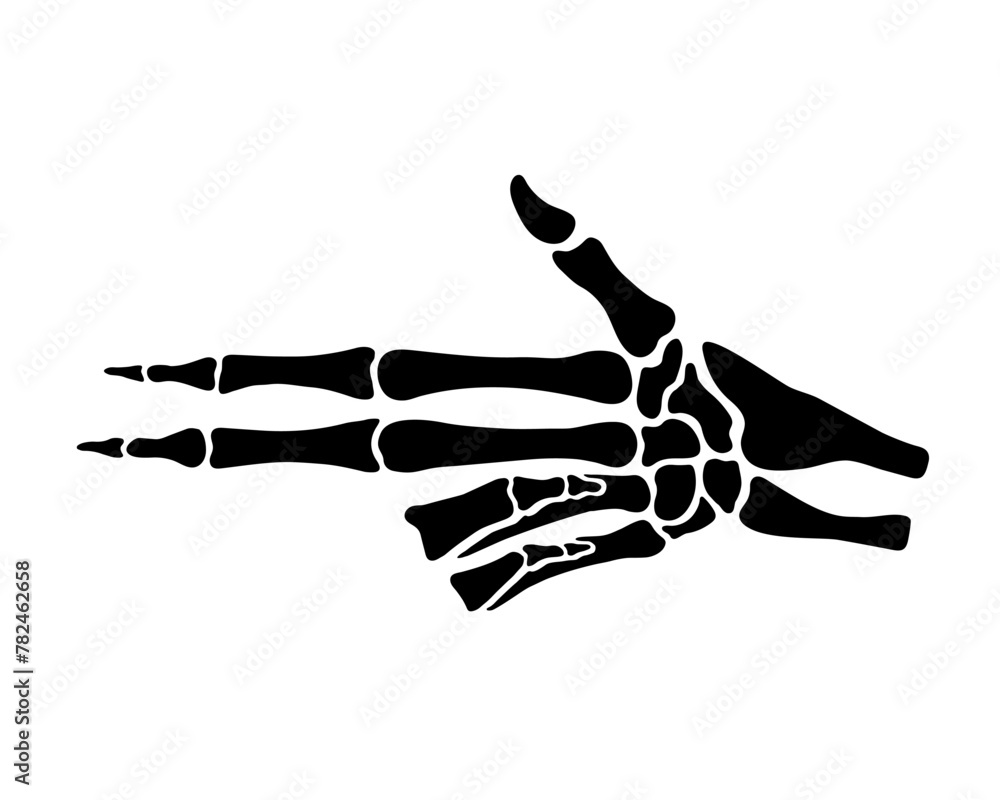 Skeleton fingers gun, gesture, pistol, black flat vector, cut files ...
