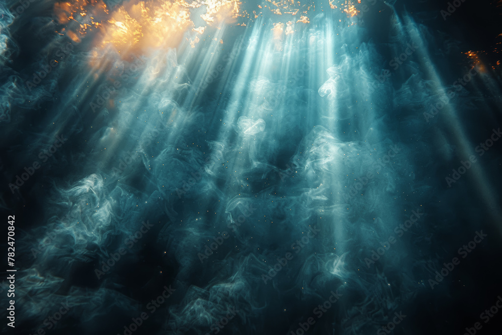 A visual metaphor of a light shining through darkness, representing ...