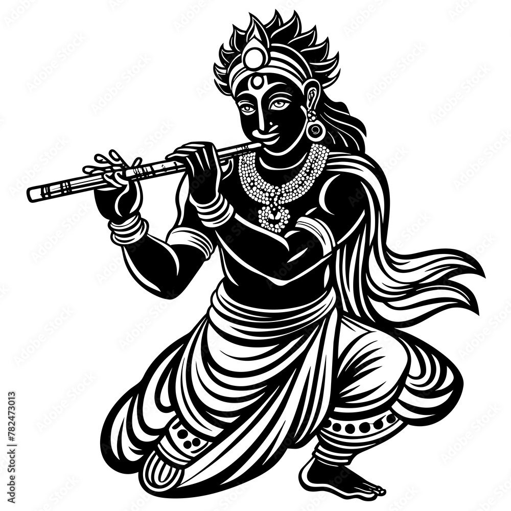 Expressing Devotion: Krishna Silhouette Vector Art Guide Stock Vector ...