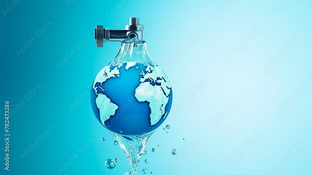 3D Earth or world needs water campaign. World water day design concept ...