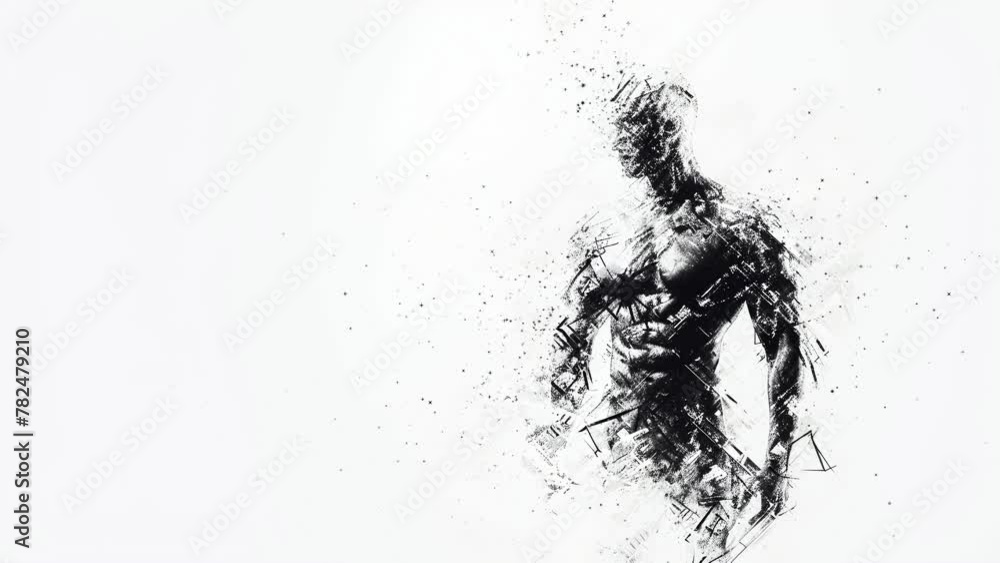 Illustration of man with dispersion effect, pose facing the opponent ...
