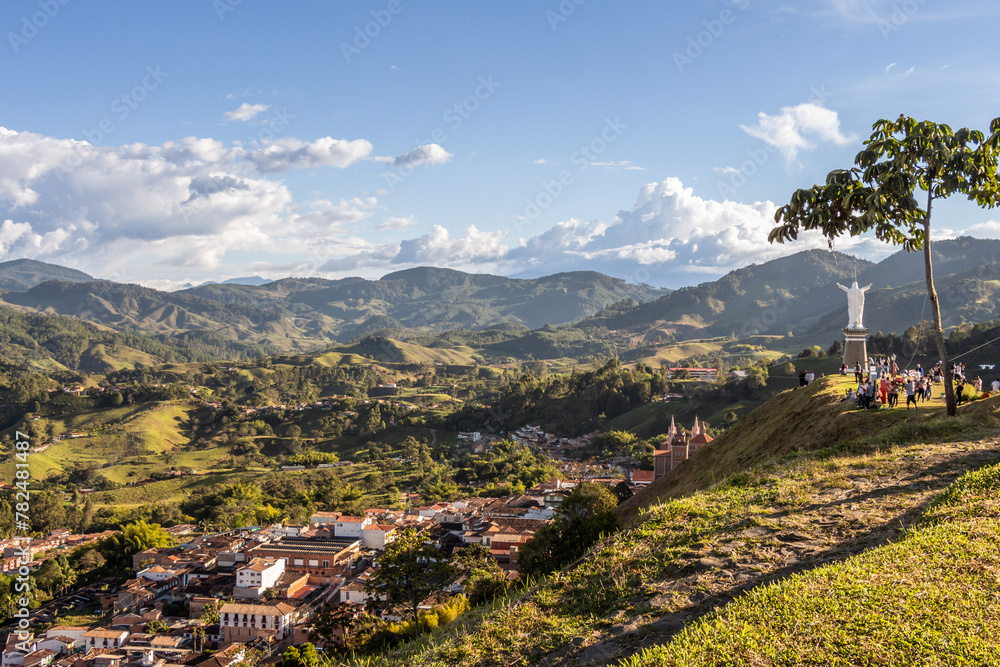 Wide panorama of the superb village (pueblo) of Jerico, antioquia ...
