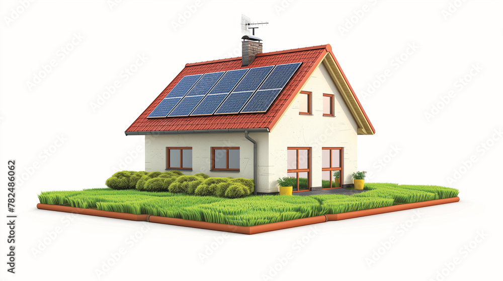 World Earth day, Solar panel house, usable energy Stock Illustration ...