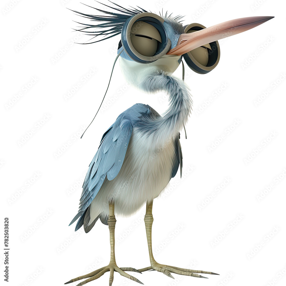 Goggled bird with a beak depicted on a transparent background ...