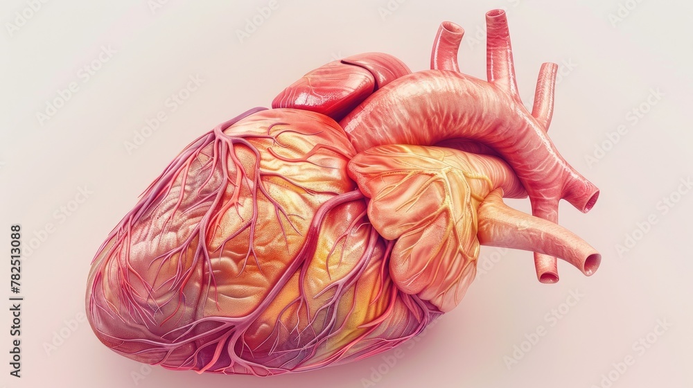Radiant illustration of a human heart highlighting cardiovascular ...
