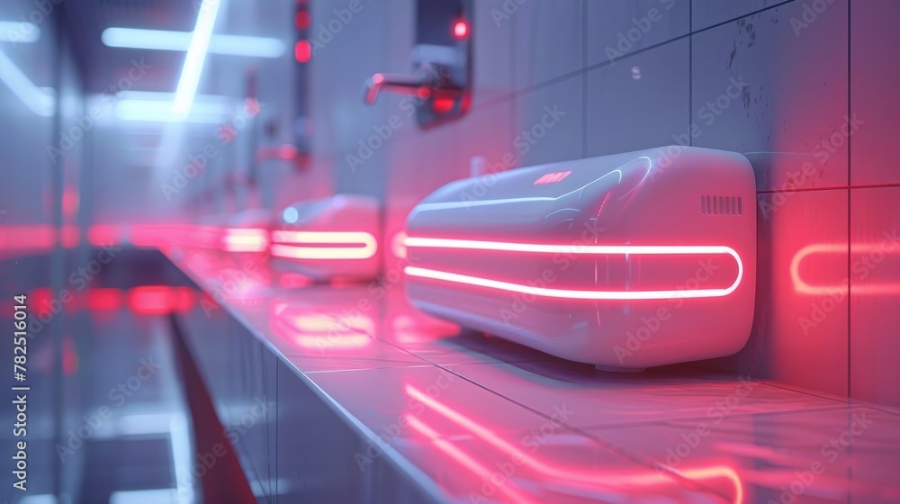 Futuristic Red Lined White Robot Soap Dispenser Striking D ...