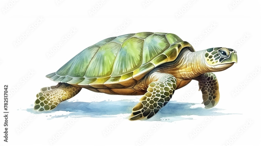 Cute sea turtle in hand drawn style design isolated on white background ...