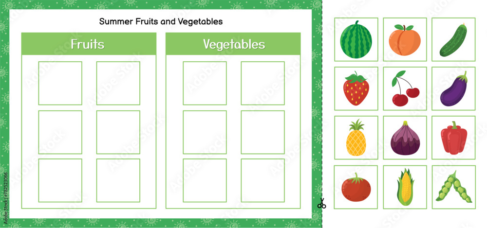 Fruit and vegetables sorting activity page for kids. Maze game for ...