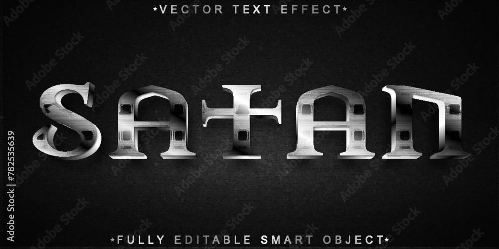 Silver Horror Satan Vector Fully Editable Smart Object Text Effect ...