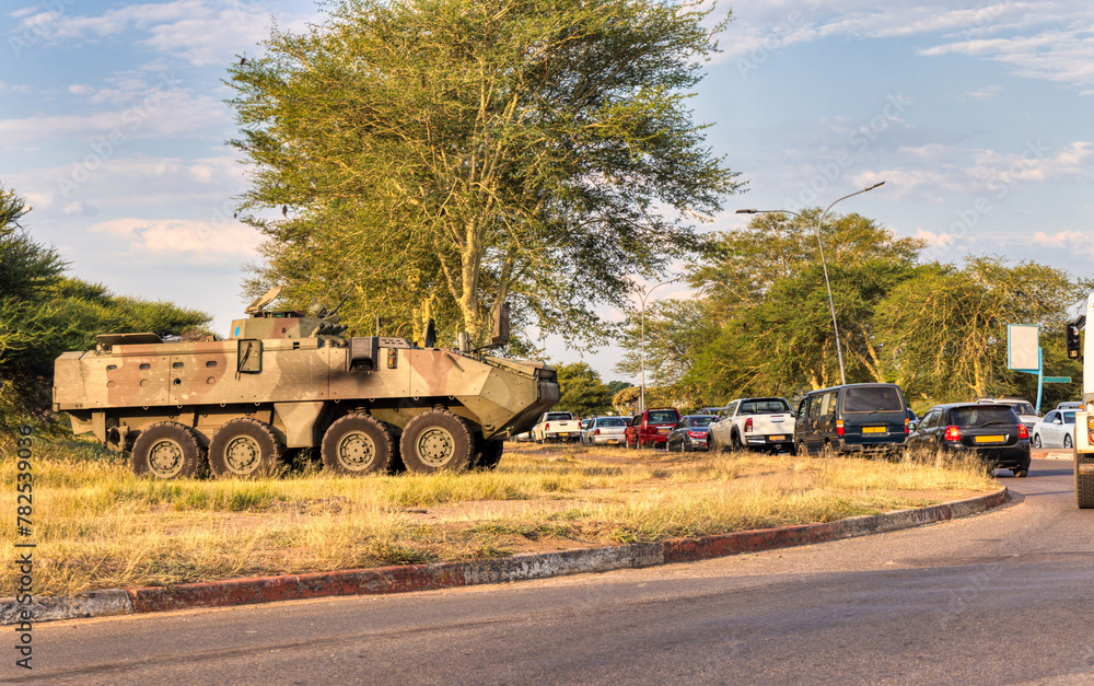 military vehicle, rebels and government army in an african country ...